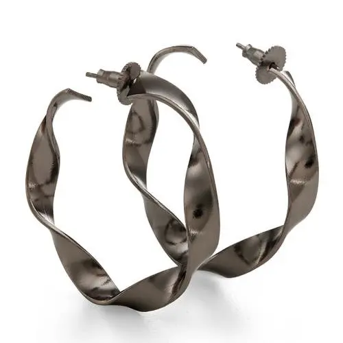 DHWANI BHANSAL Sinna Hoop Earrings - Gunmetal Grey