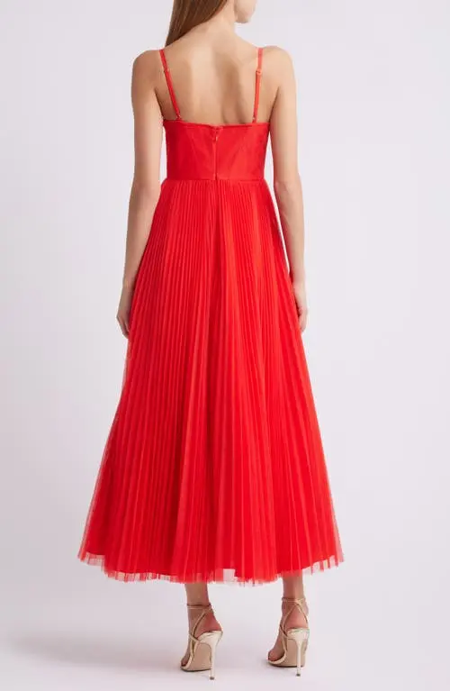 HUTCH Corset Pleated Maxi Dress - Red