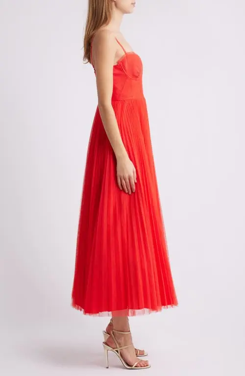 HUTCH Corset Pleated Maxi Dress - Red