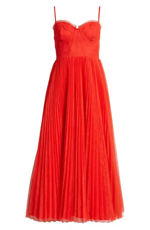 HUTCH Corset Pleated Maxi Dress - Red