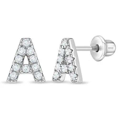 IN SEASON JEWELRY Cubic Zirconia Initial Stud Earrings - Letter A