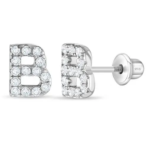 IN SEASON JEWELRY Cubic Zirconia Initial Stud Earrings - Letter B