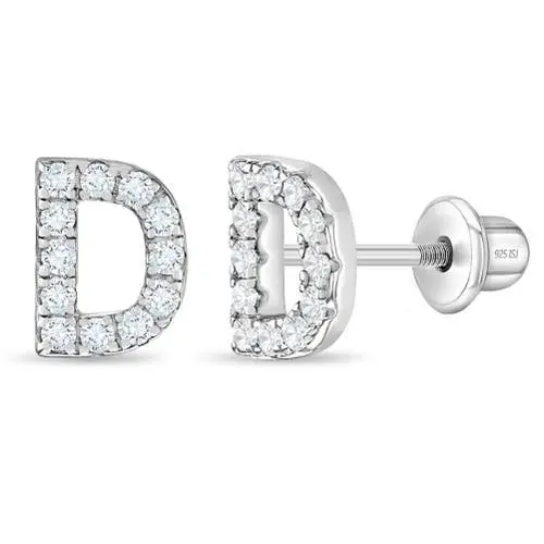 IN SEASON JEWELRY Cubic Zirconia Initial Stud Earrings - Letter D