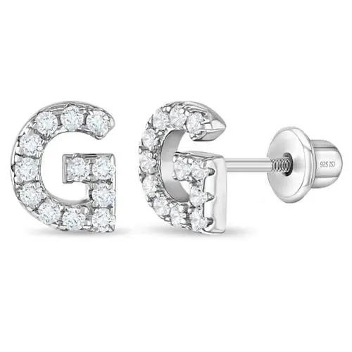 IN SEASON JEWELRY Cubic Zirconia Initial Stud Earrings - Letter G