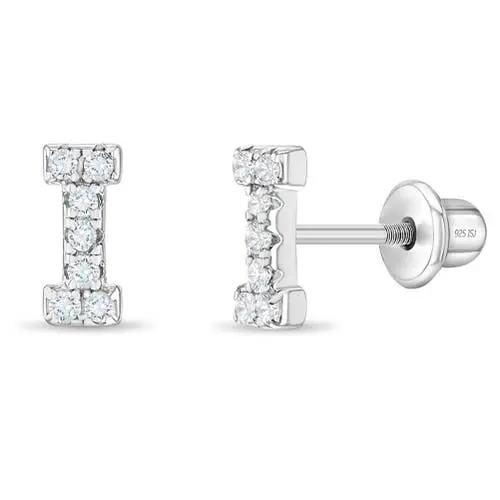 IN SEASON JEWELRY Cubic Zirconia Initial Stud Earrings - Letter I