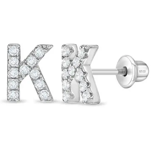 IN SEASON JEWELRY Cubic Zirconia Initial Stud Earrings - Letter K