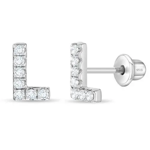 IN SEASON JEWELRY Cubic Zirconia Initial Stud Earrings - Letter L