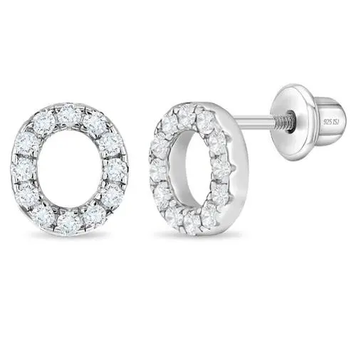 IN SEASON JEWELRY Cubic Zirconia Initial Stud Earrings - Letter O