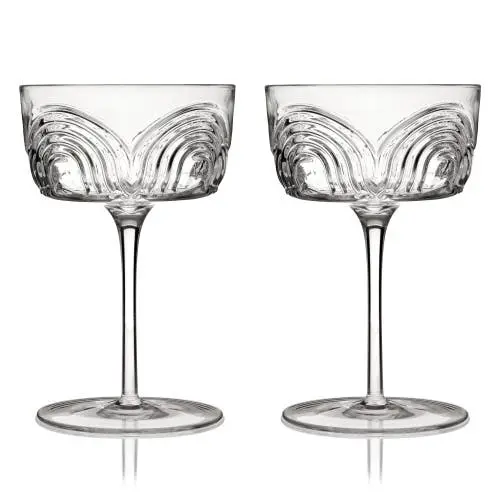 VISKI Deco Beau Crystal Coupes Set Of 2 - Clear