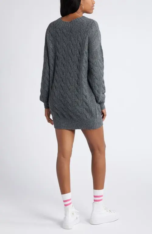 Bp. Cable Knit Long Sleeve Sweater Dress In Grey Medium Charcoal Heather -  50% Off | Editorialist