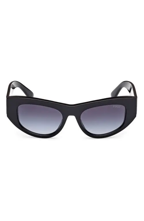 Emilio Pucci 54mm Geometric Sunglasses - Shiny Black / Grad Blue Lenses