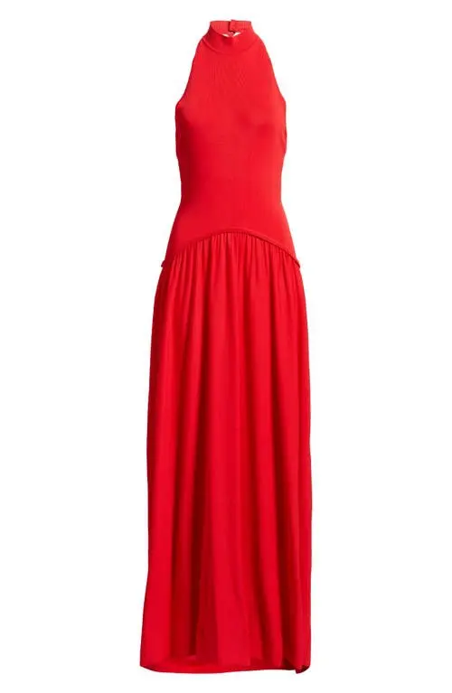 The Soglio Halter Maxi Dress - Apple Red