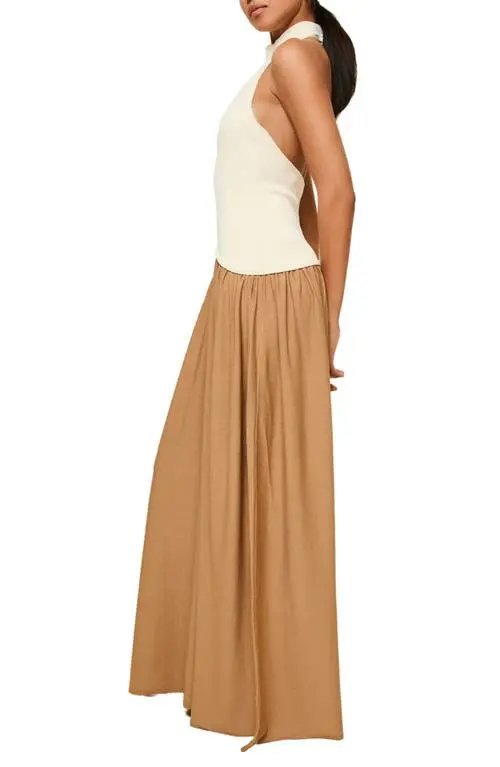 Solid & Striped The Soglio Halter Maxi Dress - Ecru / Camel | Editorialist