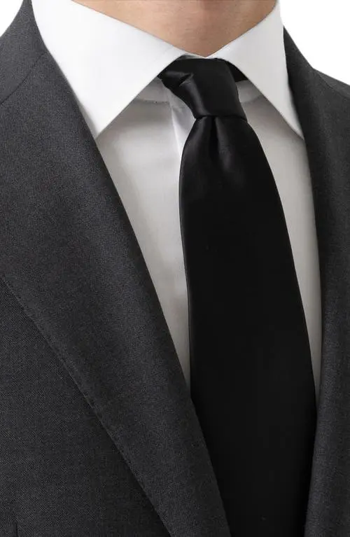 Eton Solid Silk Neck Tie - Black