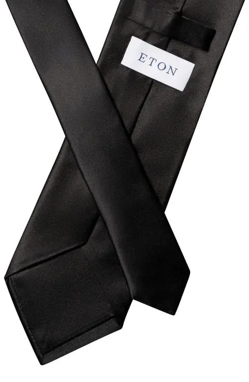 Eton Solid Silk Neck Tie - Black