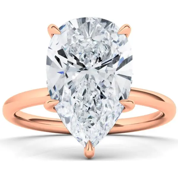 HAUTECARAT Pear-cut Lab-grown Diamond 18k Gold Ring - 2.50 Ctw 18k Rose Gold
