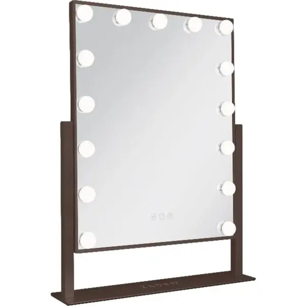 ZADRO Medium Vertical Hollywood Makeup Mirror With Lights - Chocolate