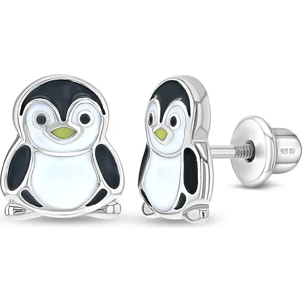 IN SEASON JEWELRY Penguin Enamel Stud Earrings - Black