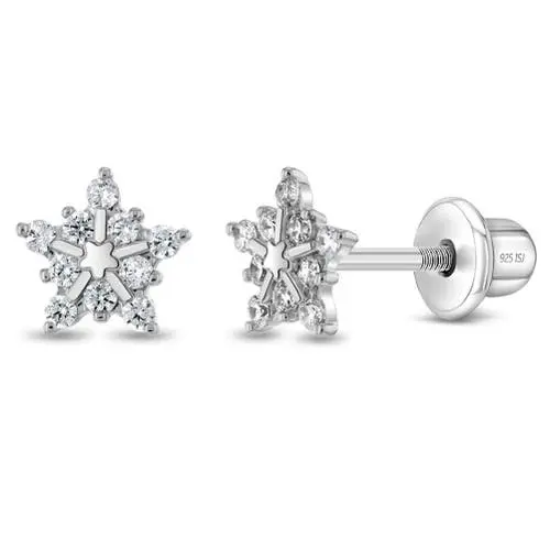 IN SEASON JEWELRY Twinkling Snowflake Stud Earrings - Silver