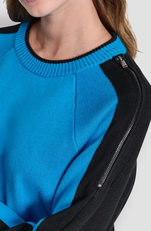 Dkny Contrast Colorblocked Crewneck Sweater - Ocean Blue/black