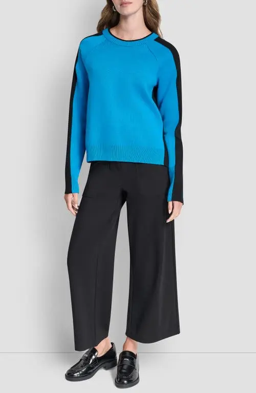 Dkny Contrast Colorblocked Crewneck Sweater - Ocean Blue/black