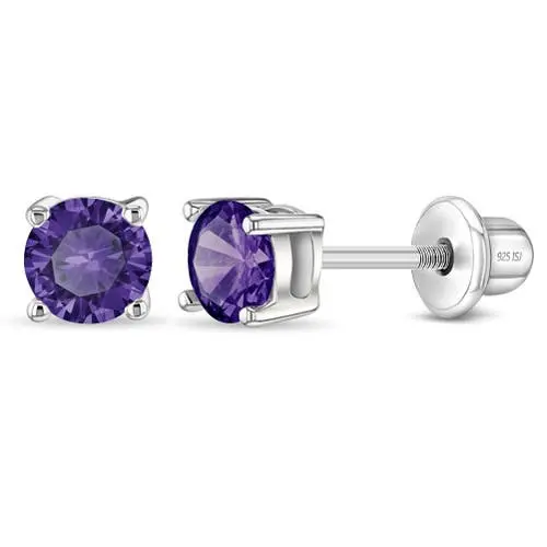 IN SEASON JEWELRY Classic Round Solitaire Earrings - February