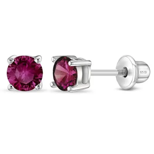 IN SEASON JEWELRY Classic Round Solitaire Earrings - July