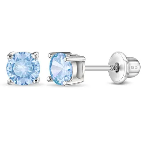 IN SEASON JEWELRY Classic Round Solitaire Earrings - March