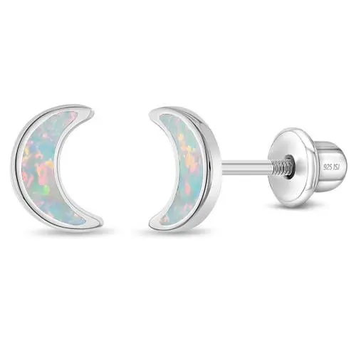 IN SEASON JEWELRY Crescent Moon Stud Earrings - Opal