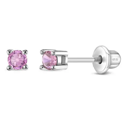 IN SEASON JEWELRY Sterling Solitaire Stud Earrings - Pink