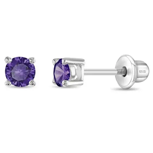 IN SEASON JEWELRY 925 Sterling Cubic Zirconia Stud Earrings - Purple