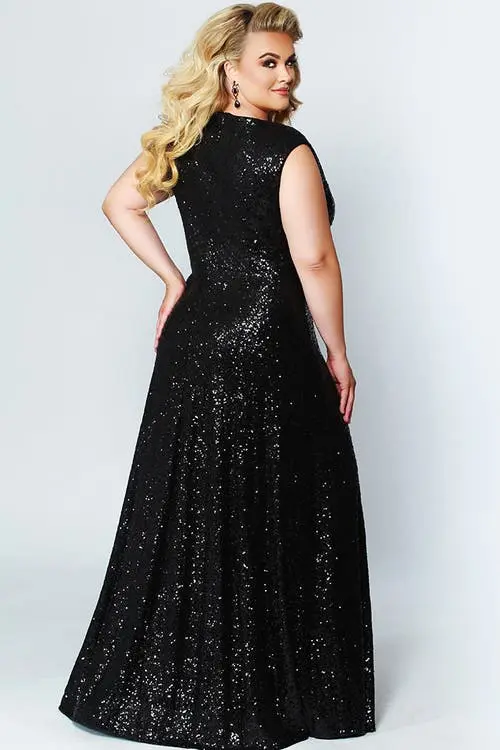 SYDNEY'S CLOSET V-neck Sleeveless Sequin Maxi Dress