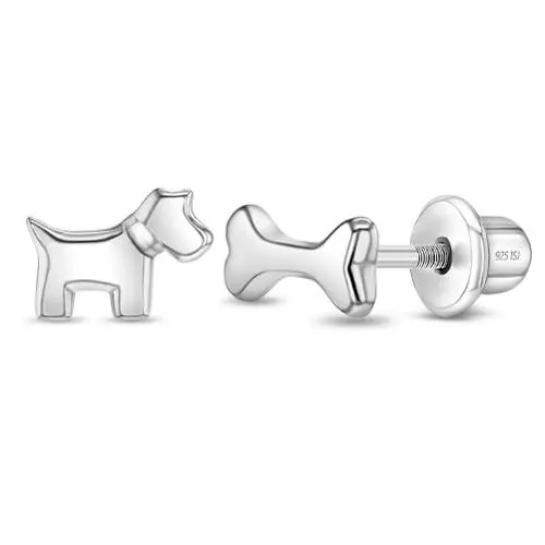 IN SEASON JEWELRY 925 Sterling Dog And Bone Earrings - Silver