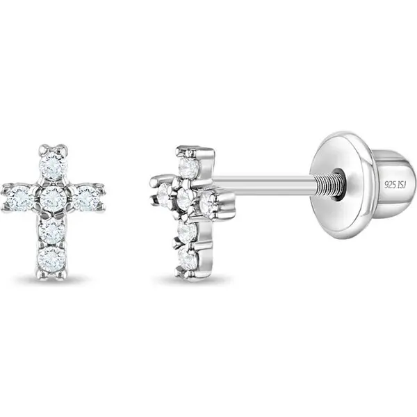 IN SEASON JEWELRY Cubic Zirconia Cross Earrings - Silver