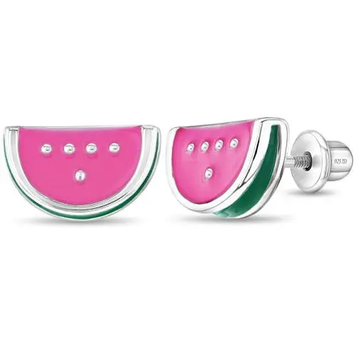 IN SEASON JEWELRY Enamel Watermelon Earrings - Pink