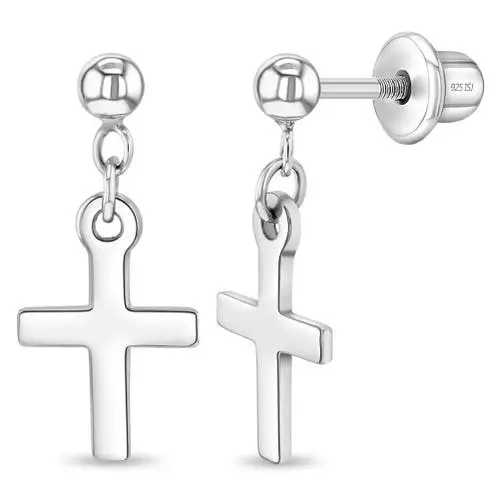 IN SEASON JEWELRY Sterling Dangle Cross Earrings - Silver