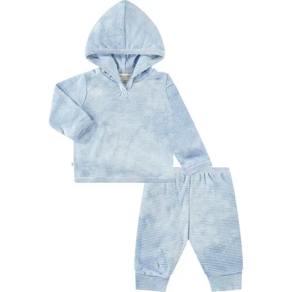 PAIGELAUREN Stripe Hoodie & Joggers Lounge Set - Blue