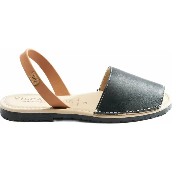 VISCATA Menorquina Leather Avarca Sandals - Black