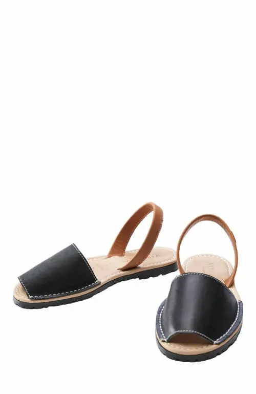 VISCATA Menorquina Leather Avarca Sandals - Black