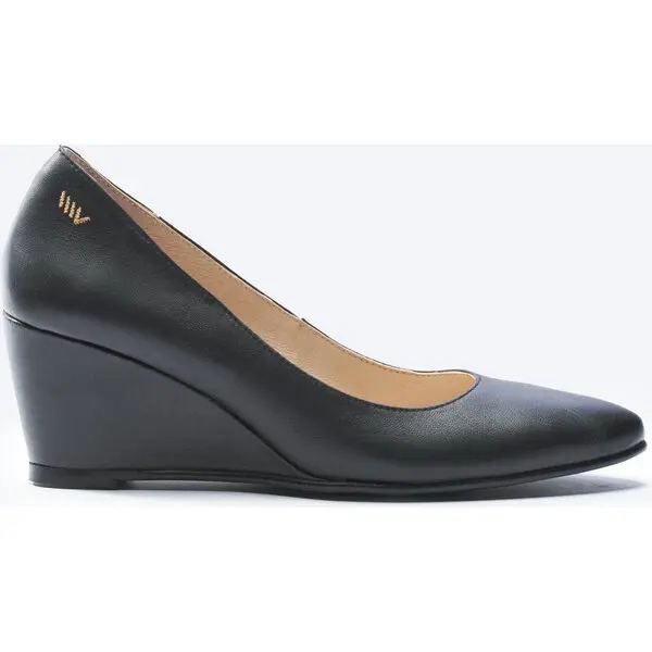 VISCATA Verona Leather Wedges - Black