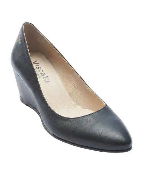 VISCATA Verona Leather Wedges - Black