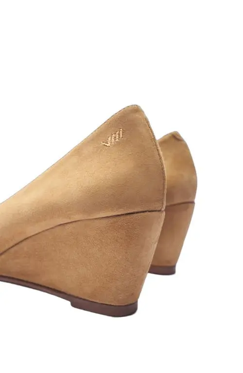 VISCATA Verona Suede Wedges - Camel
