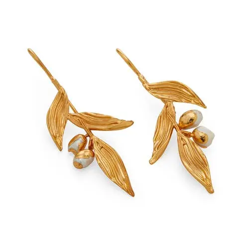 DHWANI BANSAL Haya Pearl Drop Earrings - Gold Plated