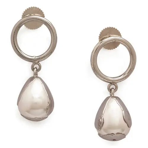 DHWANI BANSAL Luludrop Baroque Pearl Drop Earrings - White Rhodium Plated