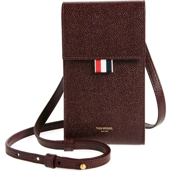 Thom Browne Leather Crossbody Phone Bag - Burgundy