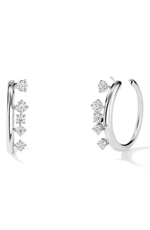 Hearts On Fire Barre Small Diamond Hoop Earrings - White Gold/ Diamond