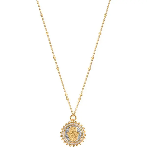 KARMA AND LUCK Hamsa Medallion Necklace - Gold