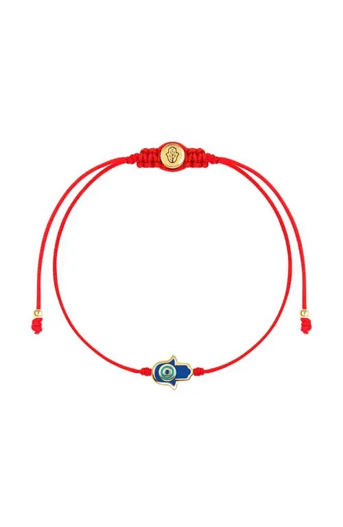 KARMA AND LUCK Navy Enamel Hamsa Red String Bracelet - Red/gold/navy