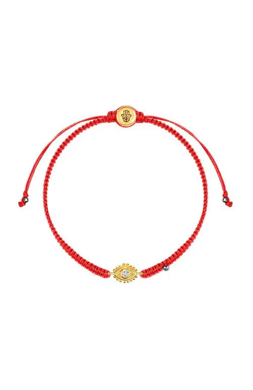 KARMA AND LUCK Evil Eye Red String Hematite Gold Plated Adjustable Bracelet - Red/gold