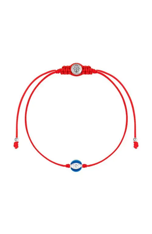 KARMA AND LUCK Navy Enamel Evil Eye Red String Bracelet - Red/silver/navy